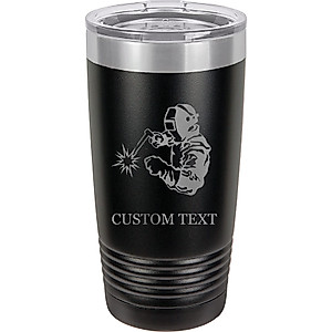 20-Ounce Vacuum Insulated Stainless Steel Tumbler Customized Double-Walled Laser Engraved Coffee Black Mug, Welder, Personalized