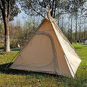 Dream House Three-Season Cotton Canvas Camping Pyramid Tent for 2~3 Person