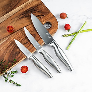 BILL.F Kitchen Knife Set,16 Pieces Stainless Steel Knife Block Sets Professional Ergonomically Knife Set with Sharpener and Wooden Block, Ultra Sharp Stainless Cutlery Knife Kitchen Tool Set