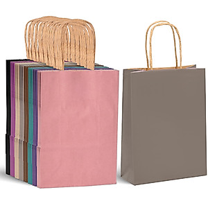 VGOODALL 24PCS-8 Colors Kraft Paper Bags with Handles Bulk, 7.9"×5.5"×2.8" Small Gift Bags Morandi Colors Party Favor Bags for Wedding Birthday Party Supplies and Gifts