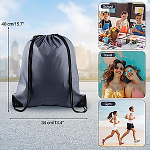 KUUQA 2 Pcs Gray Drawstring Backpack Drawstring Bag Bulk Sports Cinch Bags String Backpack Storage Bags for Gym Traveling