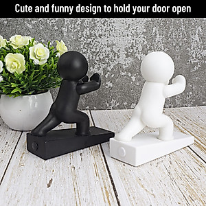 Cute Door Stopper, 2 Pack Door Stop, Flexible and Effective to Keep Your Door Open, White+Black (Patented)