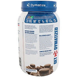 Dymatize Elite Casein Protein Powder, Slow Absorbing with Muscle Building Amino Acids, 100% Micellar Casein, 25g Protein, 5.4g BCAAs & 2.3g Leucine, Helps Overnight Recovery, Rich Chocolate, 2 Pound
