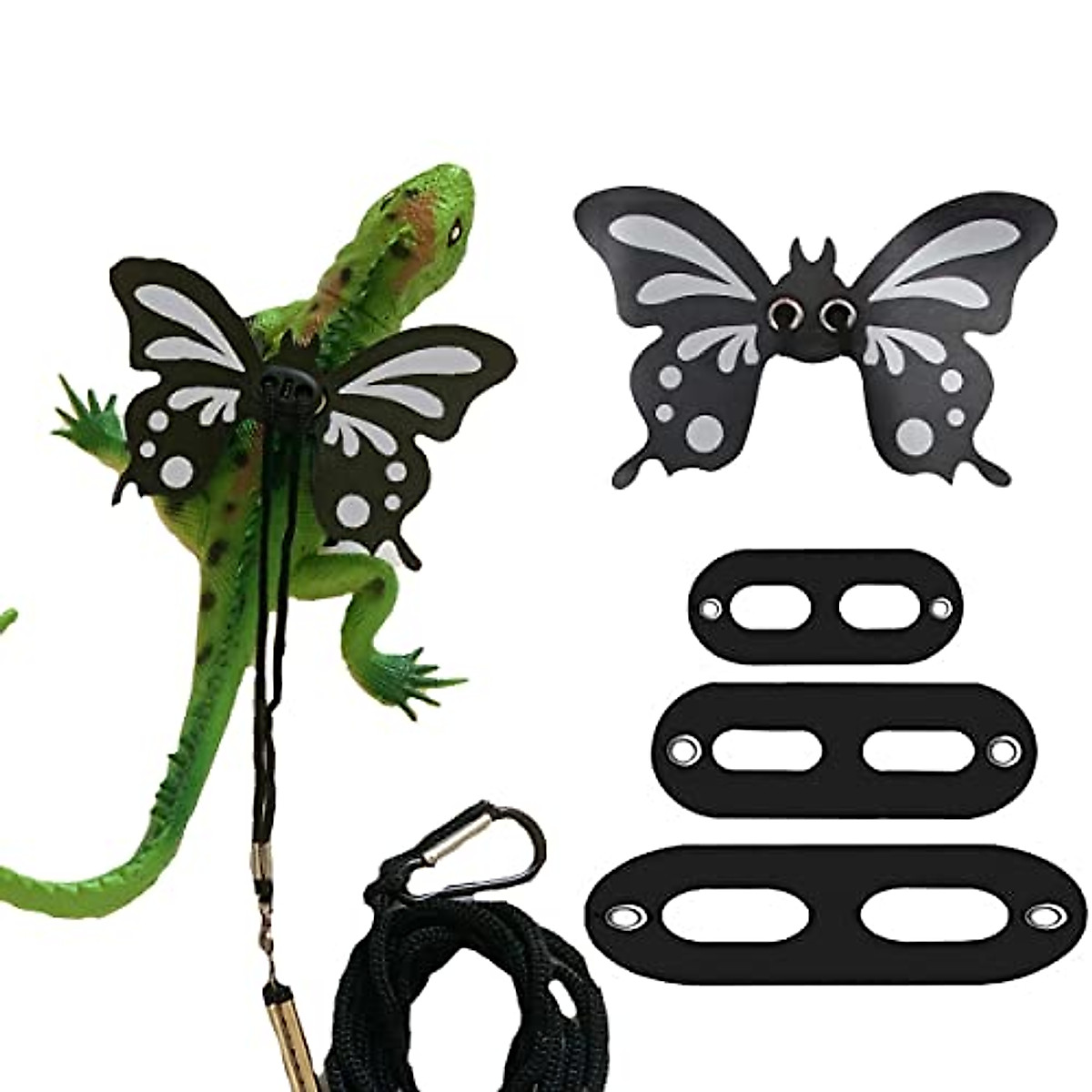 Halloween Costumes Bearded Dragon Lizard Leash Harness, 3 Size Pack Butterfly Wing Lizard Harness and Leash Set, Adjustable Outdoor Walking Rope for Reptiles Small Pet Animals