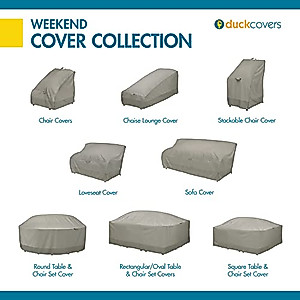 Duck Covers Weekend Water-Resistant Outdoor Rectangular Table & Chair Cover with Integrated Duck Dome, 107 x 82 x 32 Inch, Moon Rock, Patio Covers for Outdoor Furniture