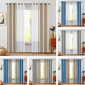 jinchan Beige Linen Textured Curtains 84 Inch Long 2 Panels for Living Room Grommet Top Light Filtering Window Drapes for Bedroom Heathered Beige