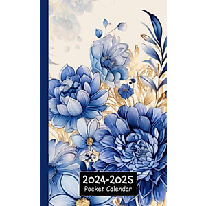 pocket calendar 2024-2025 for purse: 2 Year Small Size - Flower Cover Design