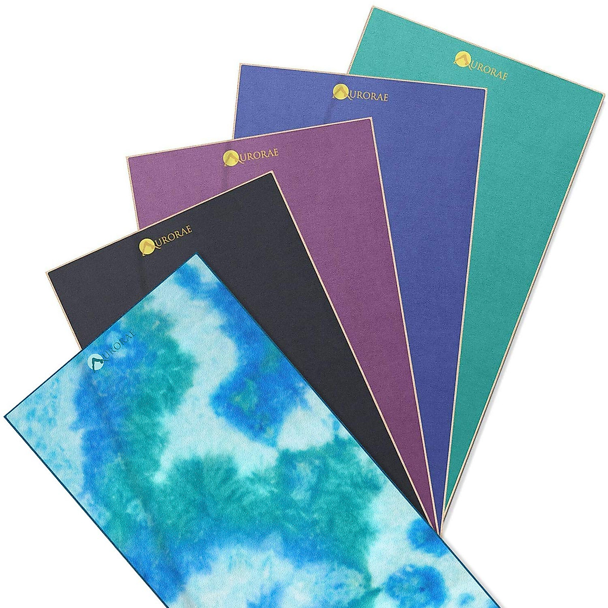 Aurorae Synergy Foldable On-the-Go Travel Yoga,Gym/Exercise Mat for Yogis on the Move with Integrated Microfiber Towel and Anti-Slip Patented 2-in-1 Technology. No Odor and No Bunching Amethyst