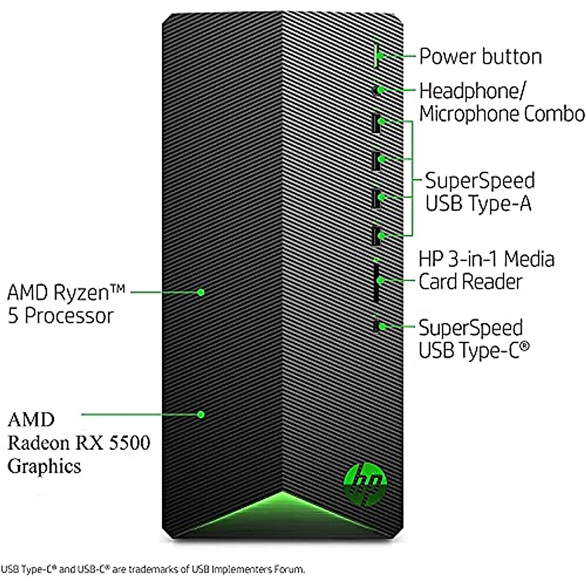 2021 Newest HP Pavilion Gaming Desktop, AMD 6-Core Ryzen 5600G Processor, AMD Radeon RX 5500, 16GB RAM, 256GB PCIe NVMe SSD + 1TB HDD, Mouse and Keyboard, Wins10 Home with Nod32 Antivirus