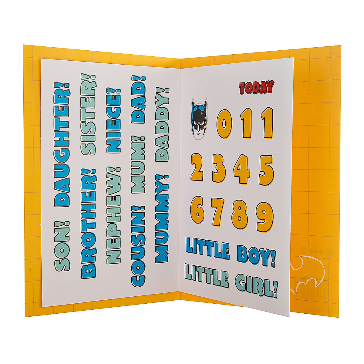 Hallmark Blank Batman Birthday Card - Personalisable Design with Sticker Sheet, White, Black & Yellow,25568079