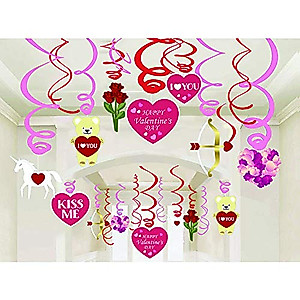 Valentines Day,Saint Valentines Day 30CT Hanging Swirl for Valentines Day themed Party Supplies Birthday Party Decorations