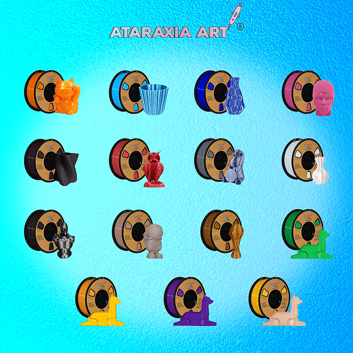 ATARAXIA ART PETG Filament 1.75mm, Black 3D Printer Filaments, 1Kg/2.2lb Tidy Winded Spools, Dimensional Accuracy +/-0.02mm, with Filament Storage Vacuum Bags, Fit FDM 3D Printers, PETG Black 1.75mm