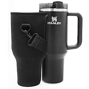 Fitted Sling Bag for Stanley 40 oz Tumbler with Handle, Protective Sleeve Replacement Cover with Shoulder Strap, 40oz Adventure Quencher Cup Accessories (Fits H2.0 FlowState with Straw Lid (Neoprene)