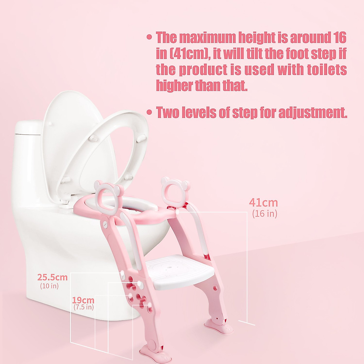 GrowthPic Toddler Toilet Training Seat Ladder with Sturdy Non-Slip Wide Step and Soft Cushion for Girls with Splash Guard(New)