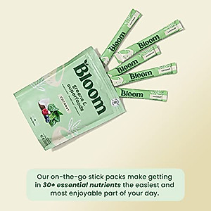 Bloom Nutrition Super Greens Powder Smoothie Mix, 15 Stick Packs - Probiotics for Digestive Health & Bloating Relief for Women, Digestive Enzymes with Organic Superfoods for Gut Health (Coconut)