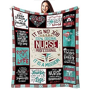 Nurse Gifts for Women, Nurse Practitioner Gifts for Women, RN Gifts for Nurses, Nurse Appreciation Gifts, Nursing Student Gifts, Nurses Week Gifts, Nurse Graduation Gift Throw Blanket 60 x 50 Inch