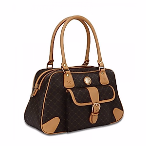 Signature Brown Satchel Organizer by Rioni Designer Handbags & Luggage