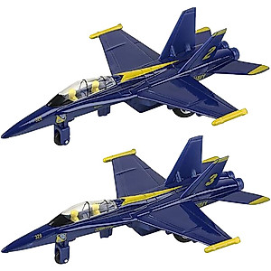 ArtCreativity Jumbo Diecast F-18 Blue Angel Jets with Pullback Mechanism, Set of 2, Diecast Metal Jet Plane Fighter Toys for Boys, Air Force Military Cake Decorations, Aviation Party Favors