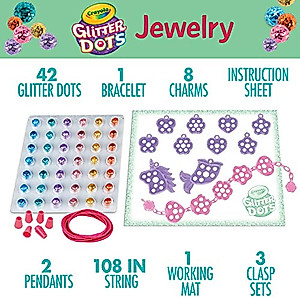 Crayola Glitter Dots Jewelry Making Kit, DIY Charm Bracelets & Necklaces, Gift for Girls and Boys, Ages 5, 6, 7, 8, Multi