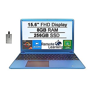 2021 Gateway 15.6" FHD Ultra Slim Notebook Laptop Computer, AMD Ryzen 5-3450U(Beats Intel i5-1035G1), 8GB RAM, 256GB SSD, Radeon Vega 8 Graphics, THX Audio, 1MP Webcam, Win 10, Blue, 32GB USB Card