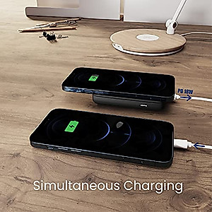 TECHSMARTER 10000mAh 18W USB-C PD Wireless Power Bank Portable Charger with Anti-Slip Suction Cups. Compatible with iPhone 15, 14, 13, 12, 11, SE, X, XR, XS, Samsung S23, S22, S21, S20, S10, S9