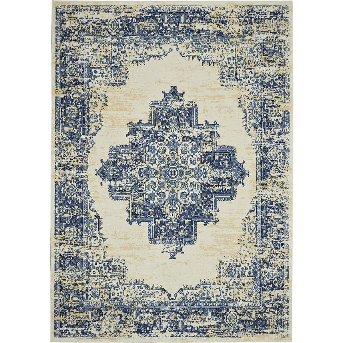 Nourison Grafix Traditional White 8'6" x 12' Area -Rug, Easy -Cleaning, Non Shedding, Bed Room, Living Room, Dining Room, Kitchen (9x12)