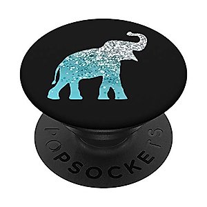 Silver light Blue Elephant on Black PopSockets Swappable PopGrip