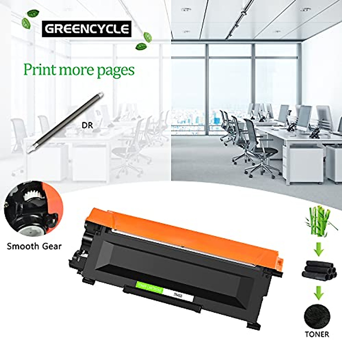 greencycle TN450 Toner Cartridge DR420 Drum Unit Set Compatible for Brother MFC-7360N DCP-7065DN IntelliFax 2840 2940 MFC-7860DW HL-2240d HL-2270dw HL-2280dw Printer (4 Toner, 1 Drum)