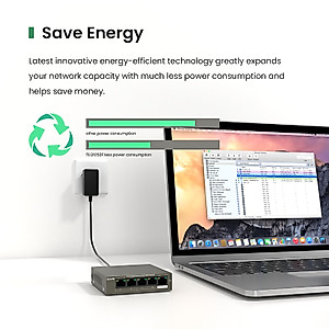 Tenda TEG1105P, 5 Port Gigabit PoE Switch Compatible with IEEE 802.3af/at Devices, Unmanaged PoE Switch with 4 Port PoE+@63W, Plug & Play, Fanless & Metal Design, Limited Lifetime Protection