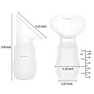 Silicone Breast Pump 2 Pack, Manual Breast Pump with Protective lid, Portable Milk Saver for Breast Feeding,100% Food Grade Silicone BPA Free(4oz/100ml), Yellow