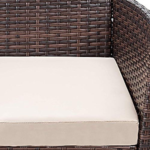 Homall Outdoor Indoor Use Backyard Porch Garden Poolside Balcony Sets Clearance Brown and Beige 4 Pieces Furniture