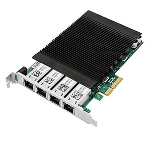 Jeirdus NIC Gigabit - for Intel I350AM4 Chip Quad RJ45 PoE Ethernet Server Converged Network Adapter I350-T4, PCI Express 2.1 x4, Power Over Ethernet, Interface Card