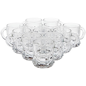 Okuna Outpost 12 Pack 1 Oz Mini Beer Mug Shot Glasses with Handles for Party, Birthday (1.57 x 1.9 In)