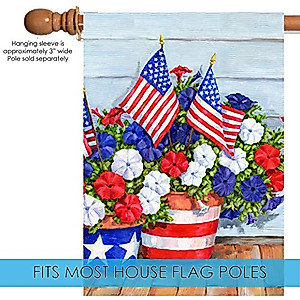 Toland Home Garden 109616 Patriotic Pansies Patriotic Flag 28x40 Inch Double Sided Patriotic Garden Flag for Outdoor House Flower Flag Yard Decoration