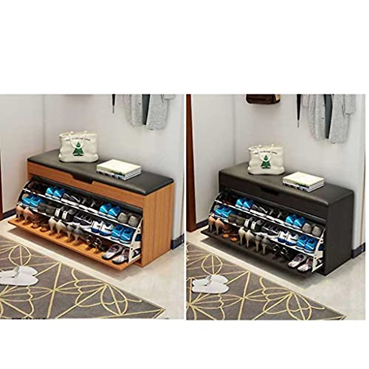 LYNGBY Shoe Storage Shoe Cabinet at The Door of The Home can sit on The Shoe Rack Stool Anti Large Capacity Shoebox Tipping Console Cabinet Shoe Rack (Color : White, Size : B)