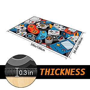 Lacut Game Area Rug Teen Boys Carpet, 3D Gaming Rugs Gamepad Controller Mat for Boys Girls Bedroom Playroom, Non-Slip Gamer Rugs Children Gaming Area Rugs (Blue, 60" x 40")