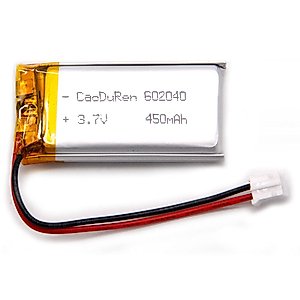 MSDS Verified Part Number: 602040, Rechargeable 3.7V 450mAh Li Lipo Lithium Polymer Ion Battery Pack with 2 Pin 2.0mm JST Connector