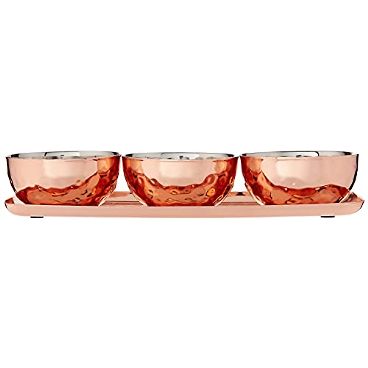Godinger Hammered Tray with 3 Bowls, Copper