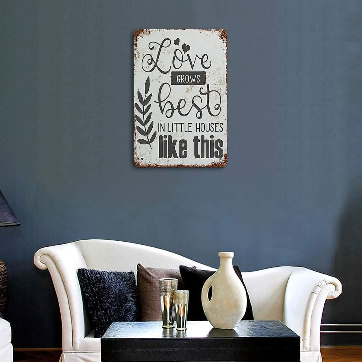 Love Grows Best in Little Houses Like This Retro Kitchen Wall Decor 12 X 8 Inches Tin Sign Wall Retro Metal Bar Pub Poster Metal 12 X 8