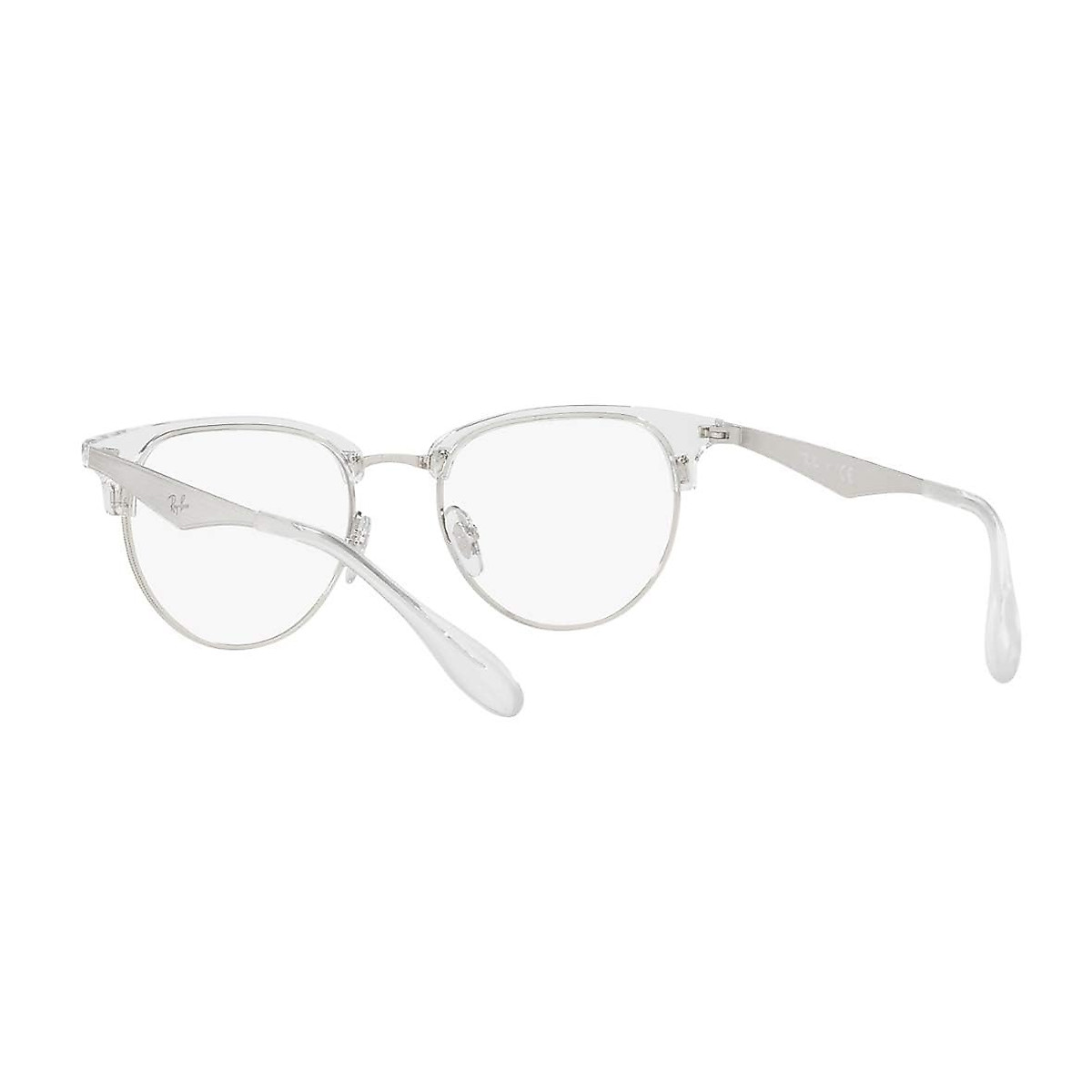 Ray-Ban RX6396 Round Prescription Eyeglass Frames, Silver White/Demo Lens, 51 mm