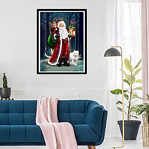 SKRYUIE 5D Santa Claus Diamond Painting Kit - DIY Diamond Art Christmas in July, Full Round Drill - Crystal Embroidery Cross Stitch - Adult Craft for Wall & Office Decor - 12x16 inch