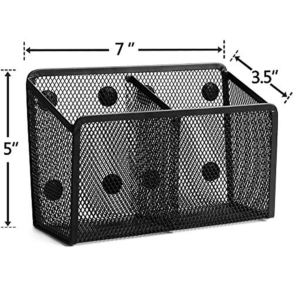 Magnetic Pencil Holder - Extra Strong Magnets Mesh Marker Holder Perfect for Whiteboard, Refrigerator and Locker Accessories (2 Baskets, 1 Pack Black)