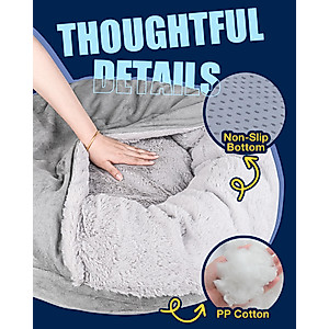 Pet Soft Small Dog Bed Cat Bed with Cover Cave - Round Calming Dog Beds Washable Cuddler Puppy Beds for Small, Medium Dogs and Cats (Grey, 27")