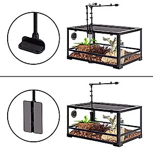 WACOOL Adjustable Terrarium Stand Pack of 2, 2 in 1 Reptile Light Stand for Dual Reptile Fixtures, Reptile Lamp Stand Height Adjustable 11.8IN to 23.6IN, Max. 4 Bulbs Supported