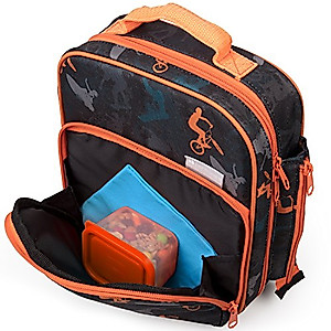 Insulated Lunch Box w Snack Pocket & Water Bottle Holder- Boys or Kids School Lunchbox Tote Keeps Food Hotter or Colder Longer- Reusable Bag Fits Most Bento Boxes Ice Packs Nesting Containers- Sports
