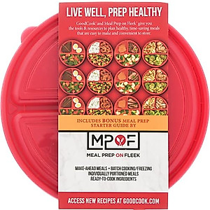 GoodCook BPA Free Meal Prep Round 3-Comparment Container, Set of 10 – Microwave & Dishwasher-Safe Food Organizers, Food Storage Set with Snap Shut Lids, Meal Prep Kitchen Containers