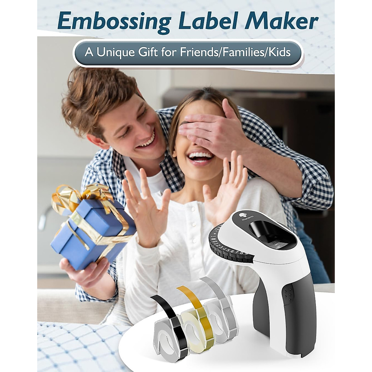 Phomemo Embossing Label Maker, E975 Vintage Retro Embossed Labeler, 3D Old School Label Makers, Handheld Manual Label Maker Machine Printer, Old Fashion Label Maker for Home, DIY & Crafting, Black