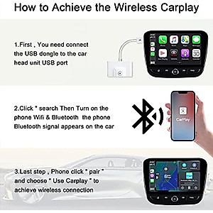 SSUCA CarPlay Wireless Adapter for Factory Wired CarPlay 2023 Upgrade Plug & Play Wireless CarPlay Dongle Converts Wired to Wireless Fast and Easy Use Fit for Cars from 2015 & iPhone iOS 10+