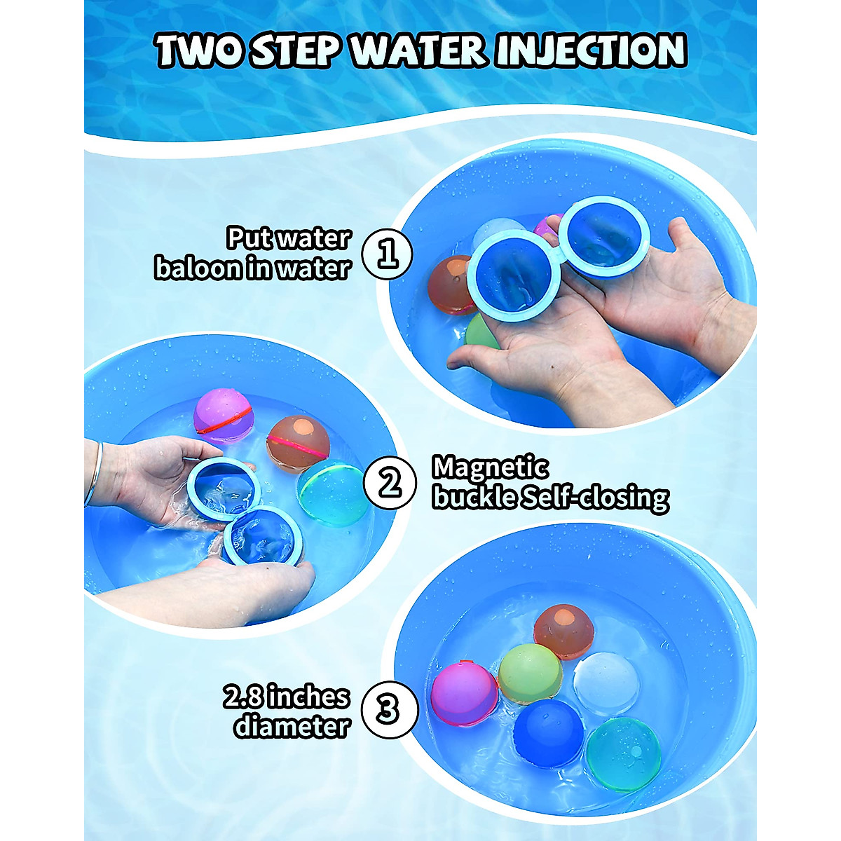 SOPPYCID Tonoviviy Tonoviviy Water Bomb Balloons Reusable, Self-cleaning Refillable Water Balloons for Kids and Adults(4pcs)