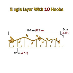 LZMZMQ Gold 3 Layer Bras/Panties Display Shelf, Wall Mounted Underwear Socks Camisole Storage Rack, Iron Frame, with 30 Hooks, for Retail Store